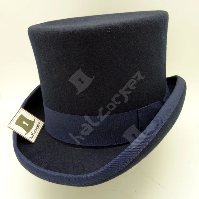 RETRO WOOL FELT Tuxedo Men Top Hat Topper Victorian Gentlemen | Navy ...