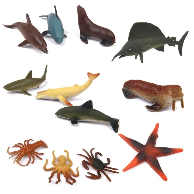 PLASTIQUE PVC ANIMAUX Marins Modèle Enfants Jouet 12pcs Multicolore EUR ...