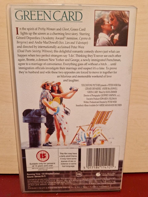 GREEN CARD - Gerard Depardieu - PAL VHS Video Tape - NEW SEALED (A288 ...