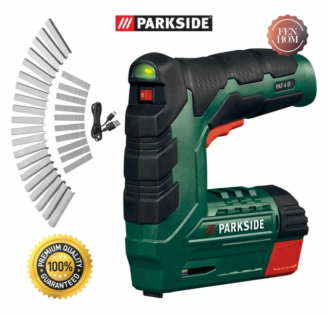 PARKSIDE CORDLESS NAILER Stapler Nail Gun - 4V Li-Ion Fast Rechargeable ...