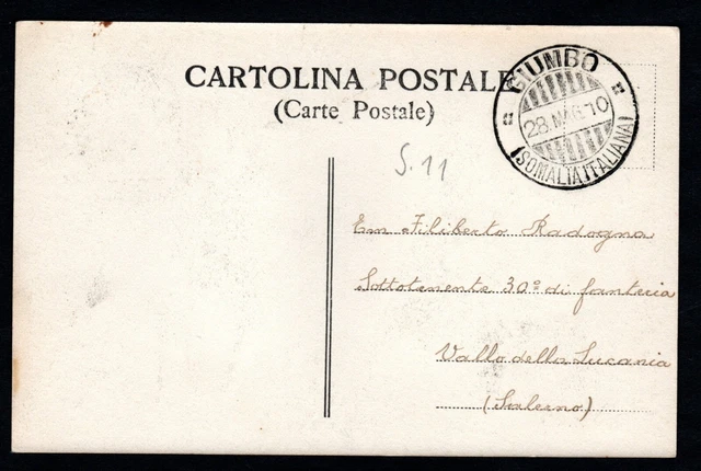 SOMALIA ITALIANA, CARTOLINA 1910, Sass. 11 - Giumbo Per Salerno - Rara ...