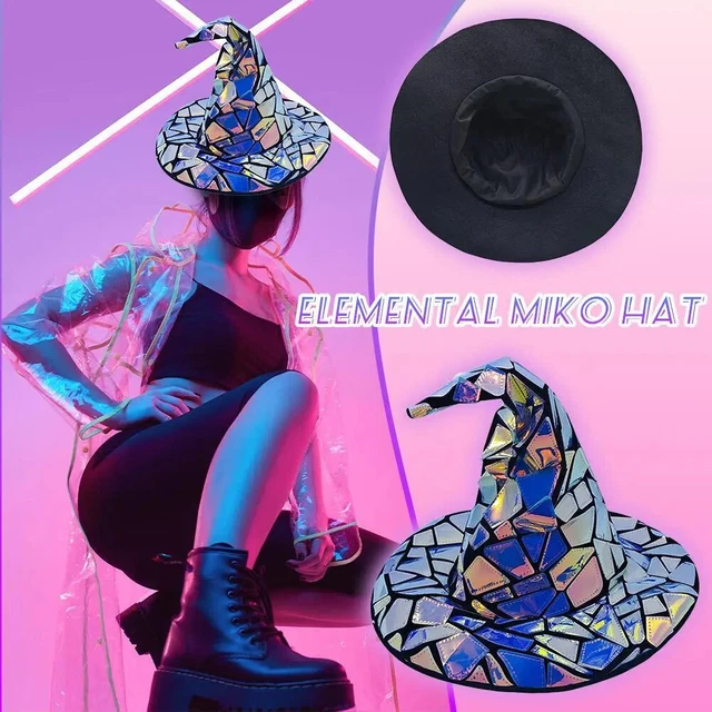 LADY FANCY DRESS Caps New Laser Cyberpunk Witch Hat Halloween Party ...