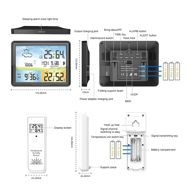 PRÉVISIONNISTE MÉTÉOROLOGIQUE SANS fil avec capteur et prévisions météorol EUR 51,46 - PicClick FR