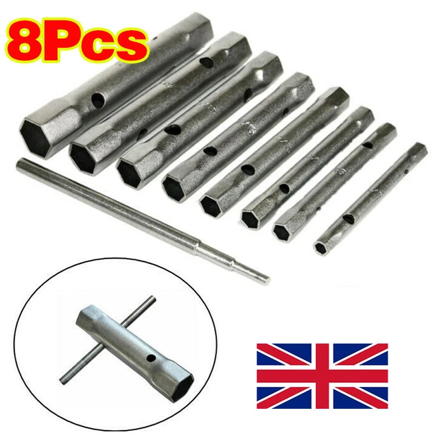 8 PC TUBULAR & Metric Box Spanner Wrench spark Bar Set Plug Sockets 6 ...