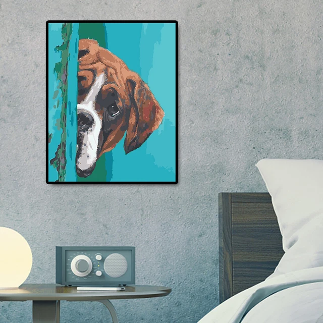 QUADRO DIPINTO A mano digitale cane da colorare disegno arredamento ...