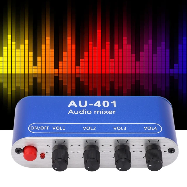 4 INPUT 1 Output Audio Mixer Stereo Mixing Board Headphone Amplifier DC ...