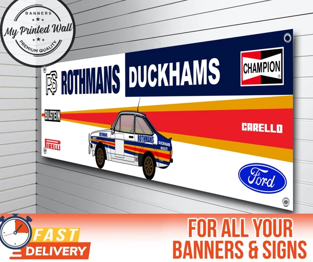FORD ESCORT MK2 Rothmans Duckhams Rally Car Banner for Garage, workshop ...