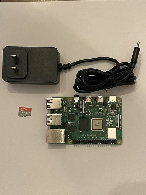RASPBERRY PI 4 Model-B 2GB RAM Computer, Power Supply and 64GB SD card ...