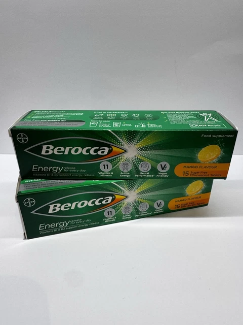 BEROCCA ENERGY MANGO - 2 x Packs Of 15 Tablets | Sugar Free | Vitamin ...
