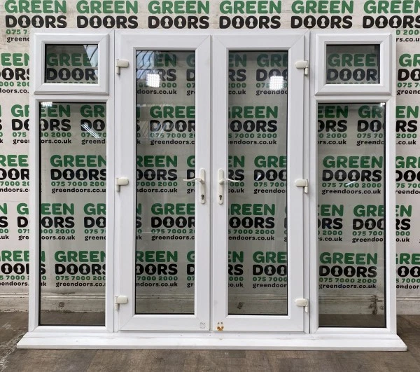 USED UPVC FRENCH Doors With Sidelights External Exterior Plastic White ...