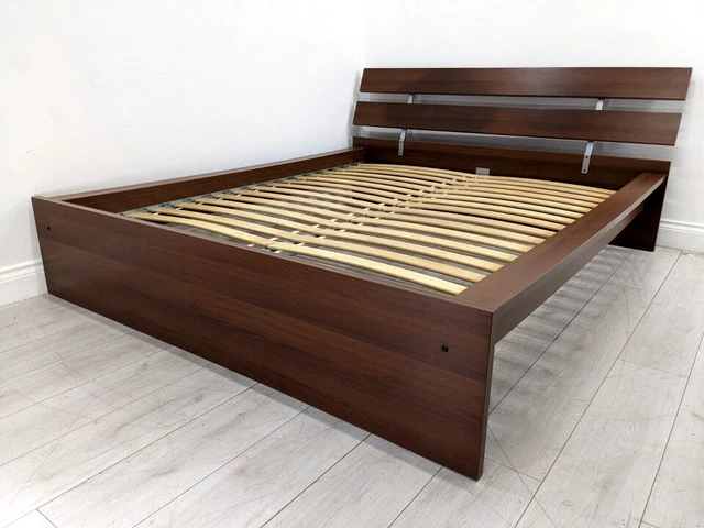 EURO KING SIZE BED FRAME Ikea Hopen Wood Headboard Slat Foundation FREE ...
