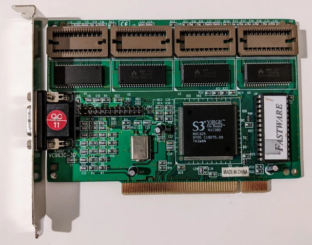 VINTAGE 2MB FASTWARE Tornado VC963C-3D VGA PCI S3 Virge For Retro ...