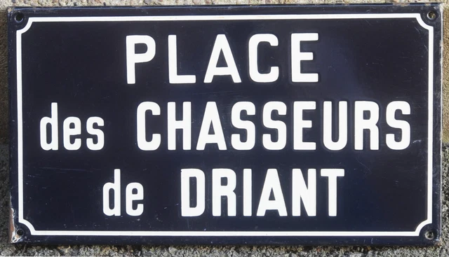 OLD FRENCH ENAMEL street road sign Lieut Colonel Driant hunters cavalry ...