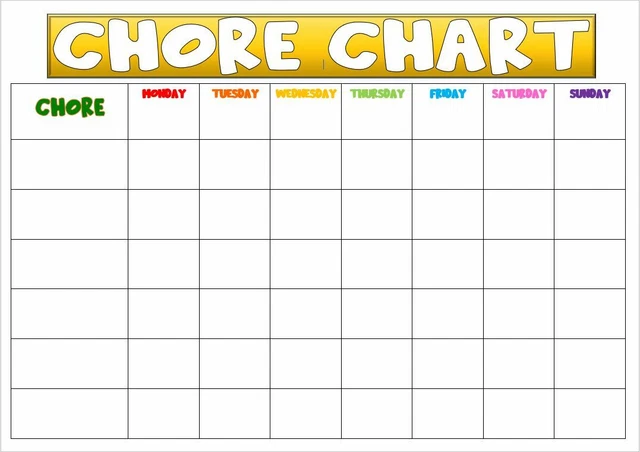 CHORE CHART - Weekly - Wipe Clean Reusable Chart - Laminated Or Made ...
