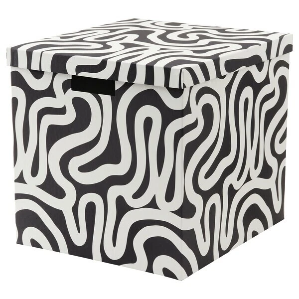 IKEA STORAGE BOX with Lid - Stackable Paper Baskets for Shelving Unit ...