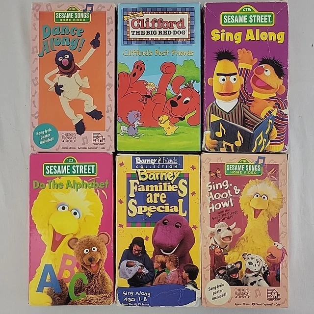 SESAME STREET VHS Set 6 Barney Clifford Mixed Sing Dance Along ABCs ...