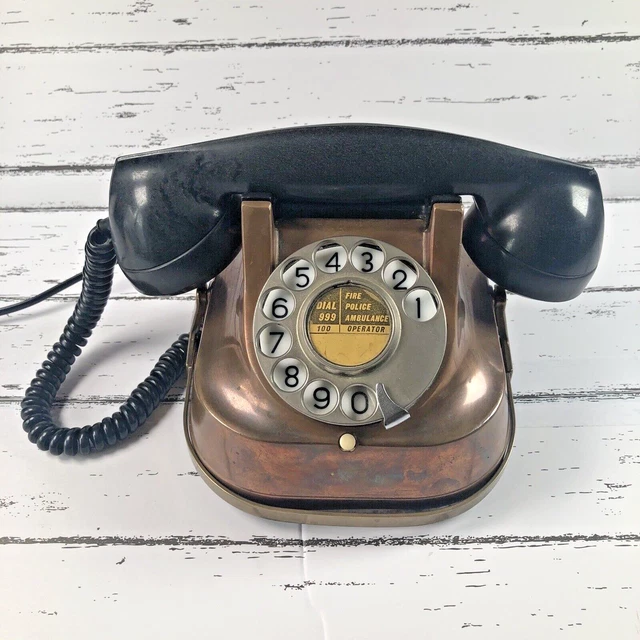VINTAGE BELGIAN FTR Bell Bakelite & Copper Telephone Model RTT 56 B No ...