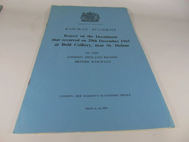 BRITISH RAILWAYS ACCIDENT Report Original MOT 1965 Bold Colliery St ...