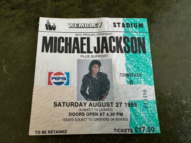 MICHAEL JACKSON TICKET Wembley Stadium 27/08/88 Bad tour £15.00 ...