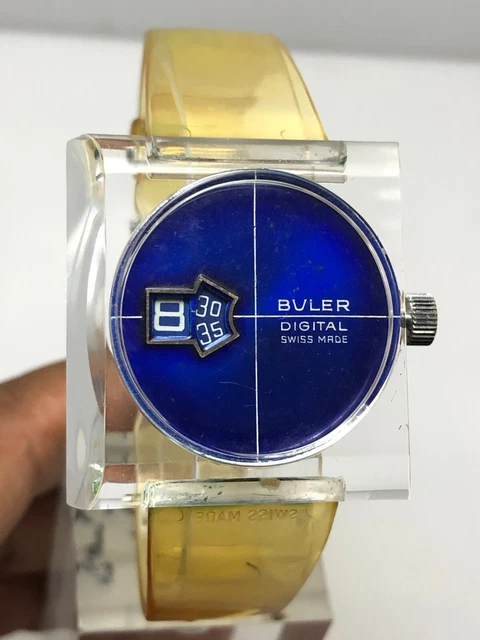 VINTAGE BULER JUMP Hour Manual Winding Digital Swiss Men's Watch £150. ...