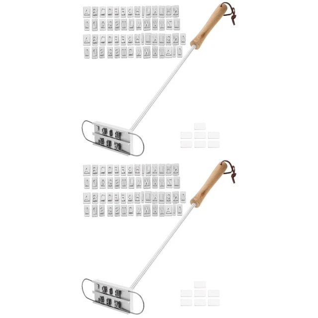 2 SETS LETTER Fire Imprint Steak Stamper Barbecue Grill Meat Branding ...