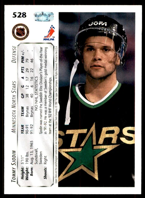 1992-93 RECRUE UPPER Deck Tommy Sjodin. Minnesota North Stars #528 EUR ...