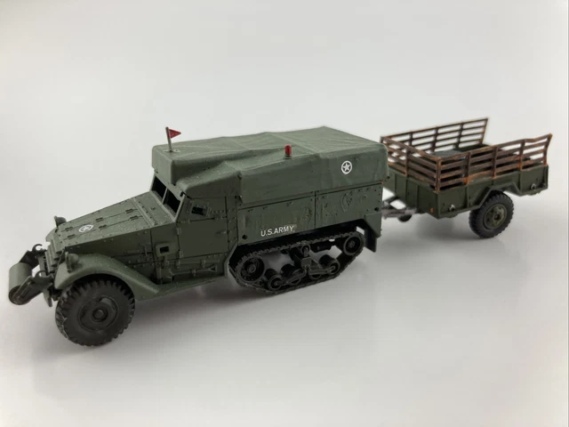 #291 ROCO DBGM Minitanks 1:87 Halbkettenpanzer mit Anhänger Militär US ...