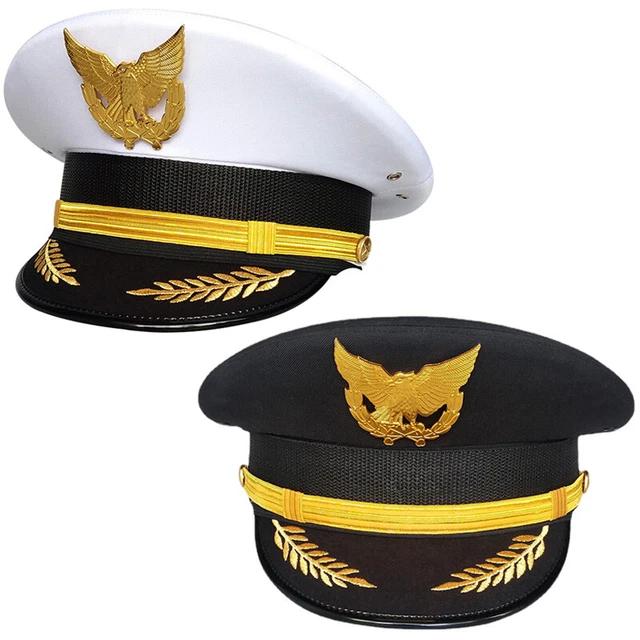 MEN ARMY HAT Captain Performance Cap Soldier Fancy Dress Military ...