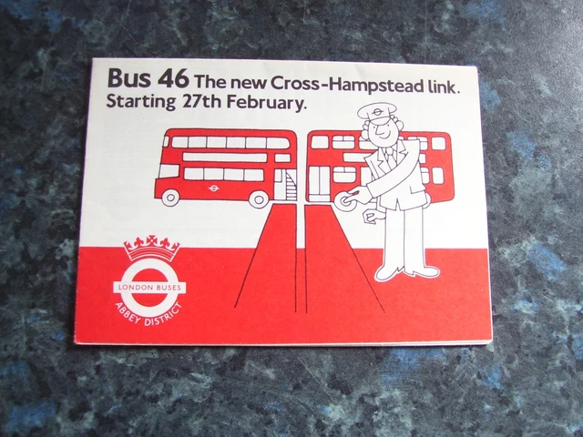 LONDON BUSES/ABBEY DISTRICT Bus Timetable-Route 46-Febaury 1982-Used ...