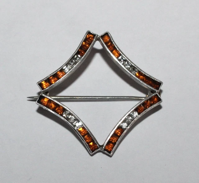 ANTIQUE 1910-20S ART Deco Sterling Silver Channel Set Paste Brooch ...