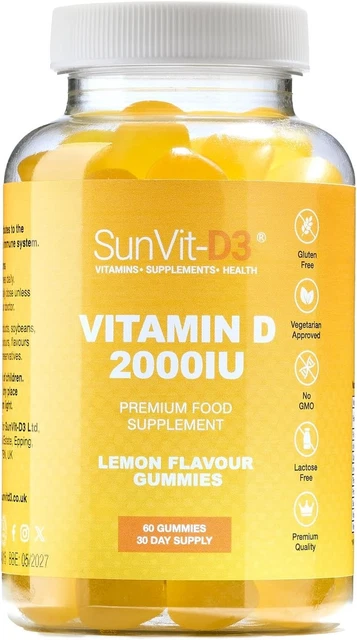 SUNVIT-D3 LEMON VITAMIN D3 Gummies 2000IU - Vitamin d Gummies for ...