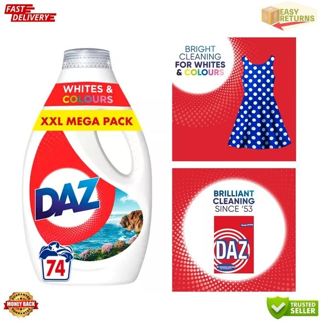 DAZ LIQUID LAUNDRY Detergent 2.4L 74 Washes for Whites & Colours ...