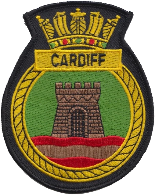 HMS CARDIFF ROYAL Navy RN Surface Fleet Crest MOD Embroidered Patch ...
