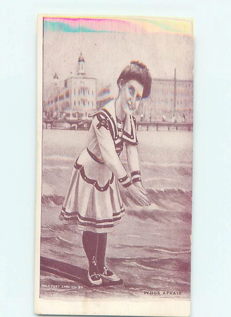 PRE-1907 RISQUE PRETTY GIRL IN BATHING SUIT AT THE BEACH see my 60k ...