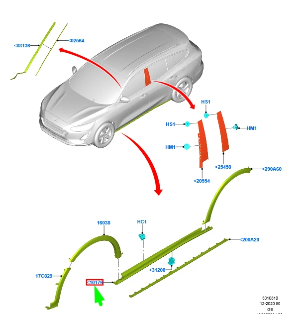 FORD FOCUS MK4 Right Side Rocker Panel Moulding 2267443 NEW GENUINE £ ...