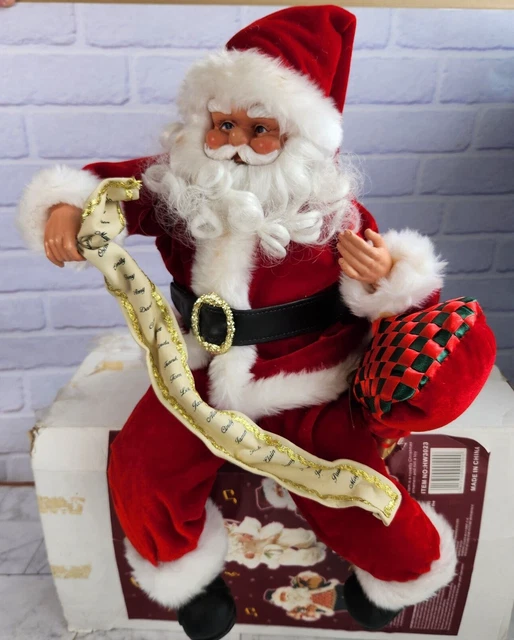 MUSICAL ANIMATED SITTING Santa Making A List Checking It Twice In Box ...