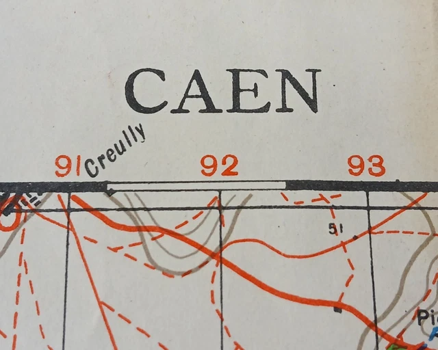 WW2 BATTLE OF NORMANDY map "CAEN" (PRIMARY D-DAY OBJECTIVE) + BAYEUX ...