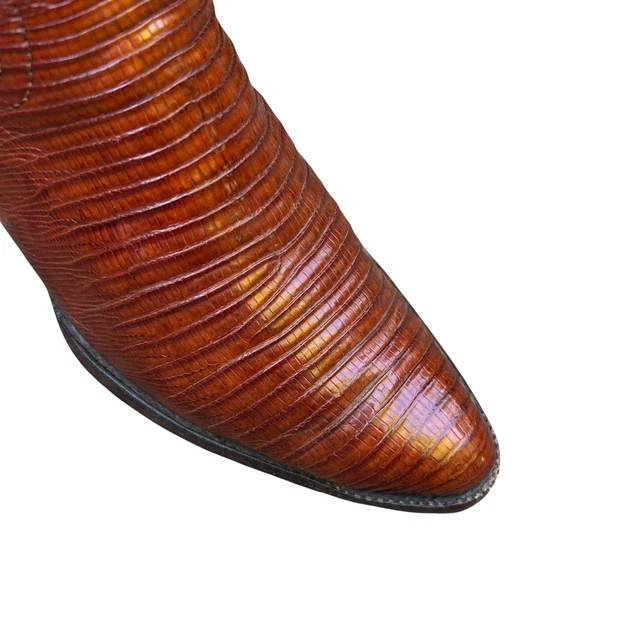 MEN'S VINTAGE J840 Teju Lizard Brown Leather Cowboy Boots Size 7B £154. ...
