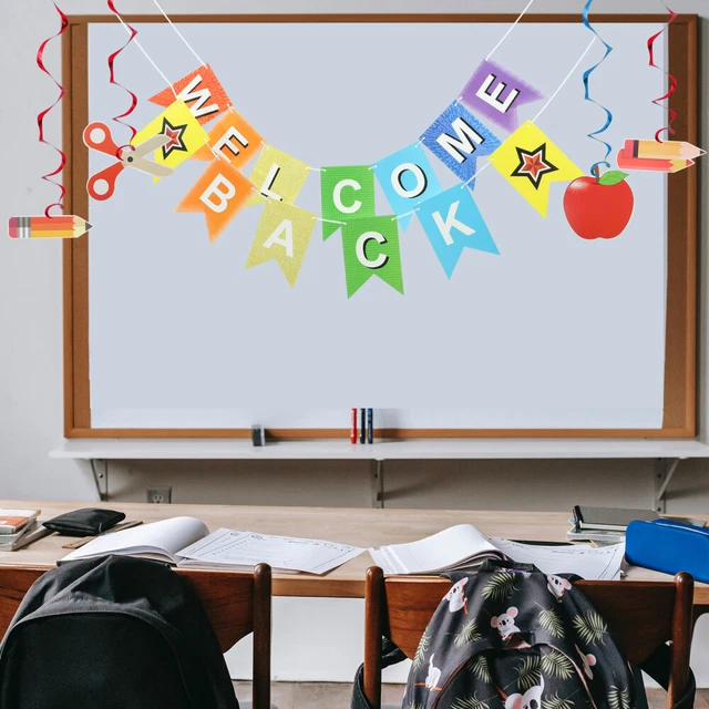 WELCOME TO SCHOOL Prop Back Themed Party Decorations Banner Props £11. ...