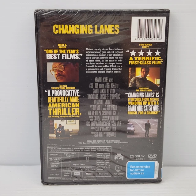 CHANGING LANES DVD Movie 2002 Ben Affleck Samuel L Jackson Drama ...