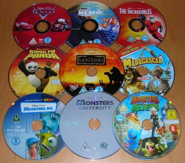 DISNEY PIXAR DREAMWORKS Kids Joblot DVD Bundle (DISCS ONLY NO SLEEVES ...