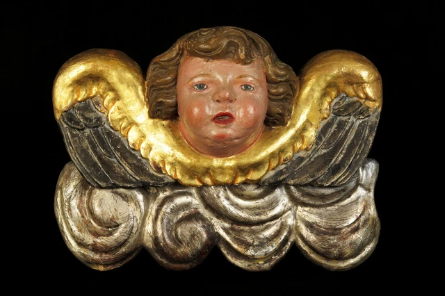 ANCIENNE SCULPTURE SUR bois, angelot ou Putto / Ange bois sculpté art ...