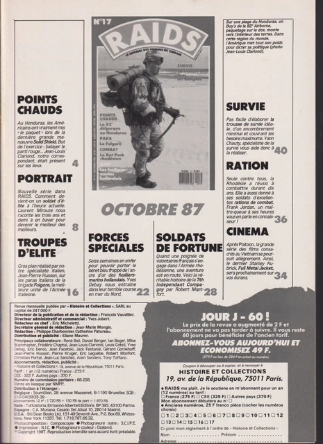 RAIDS N°17 SURVIE LA TROUSSE / 82e HONDURAS / PARA FOLGORE / MAT PACK RHODESIEN EUR 6,00 ...