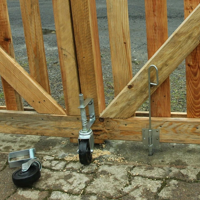 GATE WHEEL SPRING Loaded Garden Galvanised Heavy Duty Sliding Caster ...