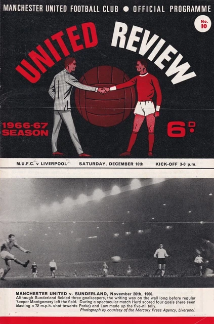 FOOTBALL PROGRAMME MANCHESTER United Liverpool 1966 67 Review #10 £5.99 ...