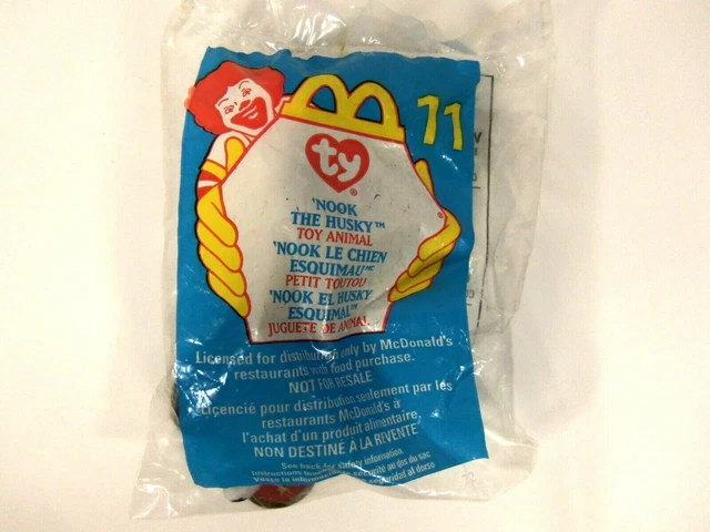 1999 MCDONALD'S HAPPY Meal TY Nook The Husky Beanie peluche bébé jouet ...