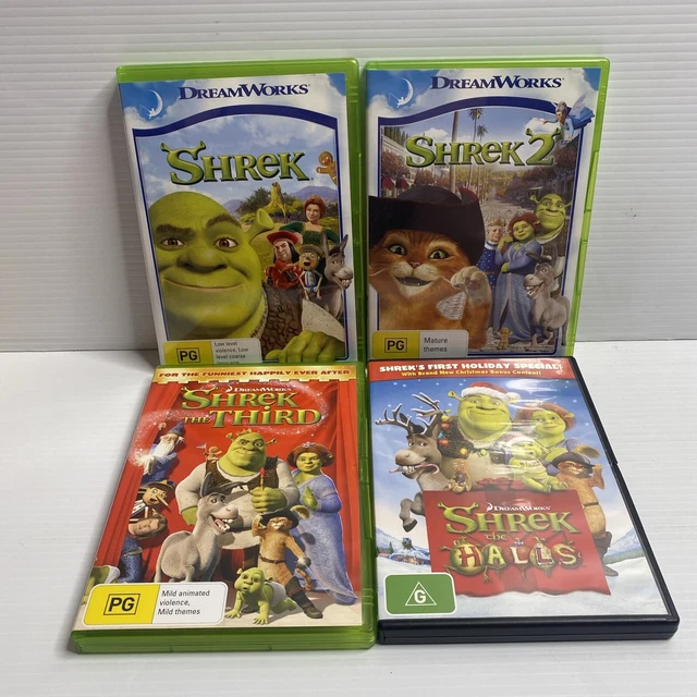 SHREK DVD BUNDLE (Shrek 1, 2, 3 The Third & Shrek the Halls) Region 4 ...