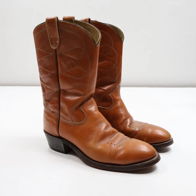 TEXAS BOOTS STEEL Toe Tan Leather Western Cowboy Riding Work Boots Mens ...