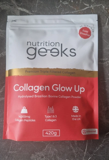 NUTRITION GEEKS COLLAGEN Glow Up Powder 14000mg, 420g, 30 Servings ...