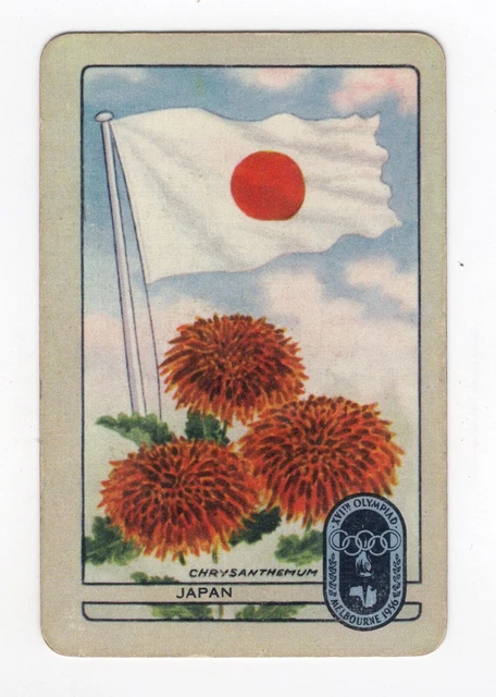 1956 MELBOURNE OLYMPIC Swap Card. Flag Japan, Chrysanthemum EUR 7,33 ...